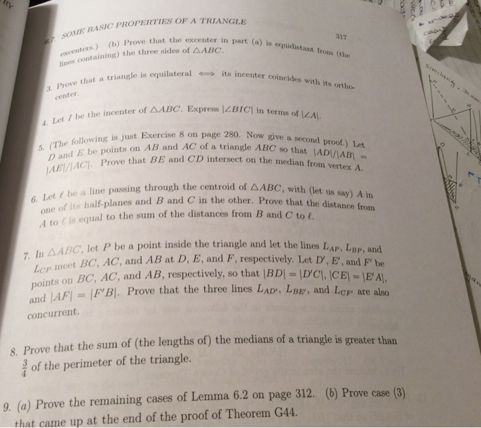 Solved BASIC PROPERTIES OF A TRIANGLE the excenter in part | Chegg.com