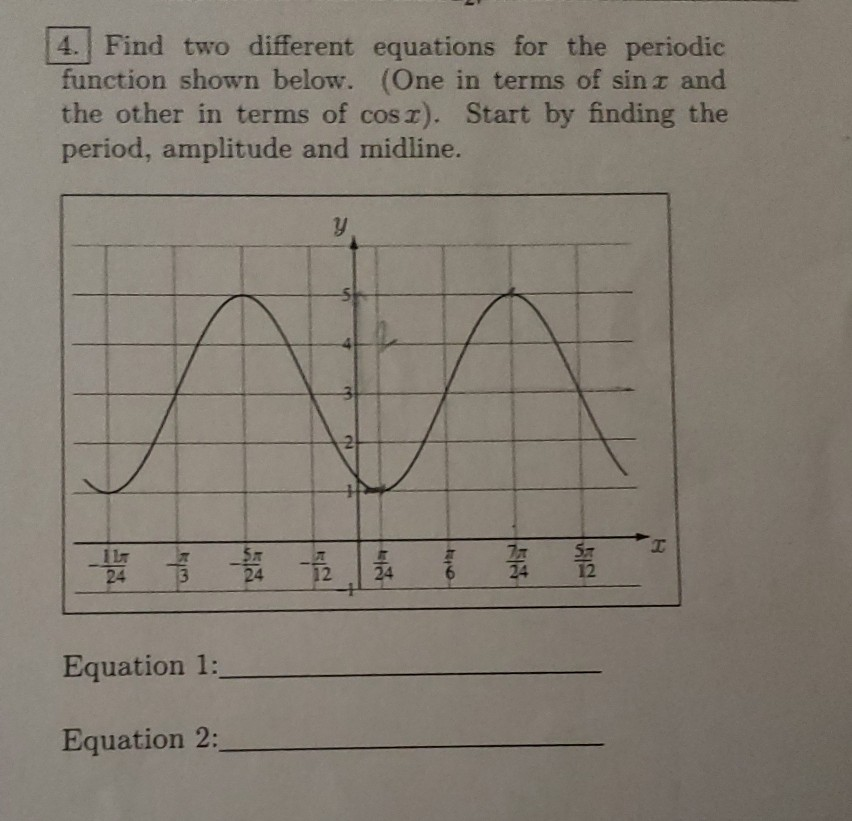Solved 4. Find two different equations for the periodic | Chegg.com