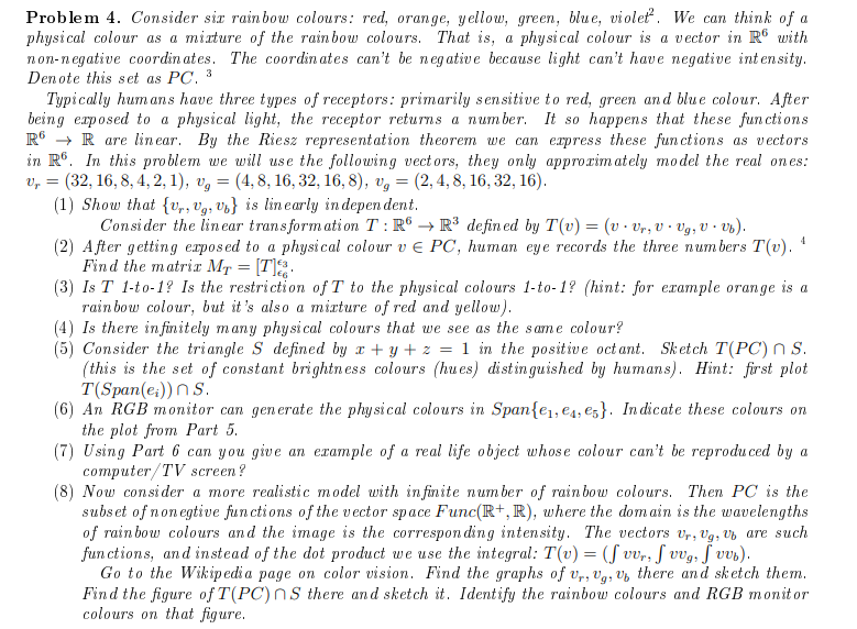 Solved : = Problem 4. Consider siz rainbow colours: red, | Chegg.com