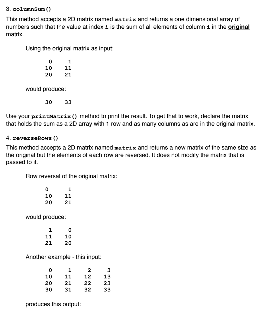 Solved Homework 12: Matrix Operations Read Chapter 8 on | Chegg.com