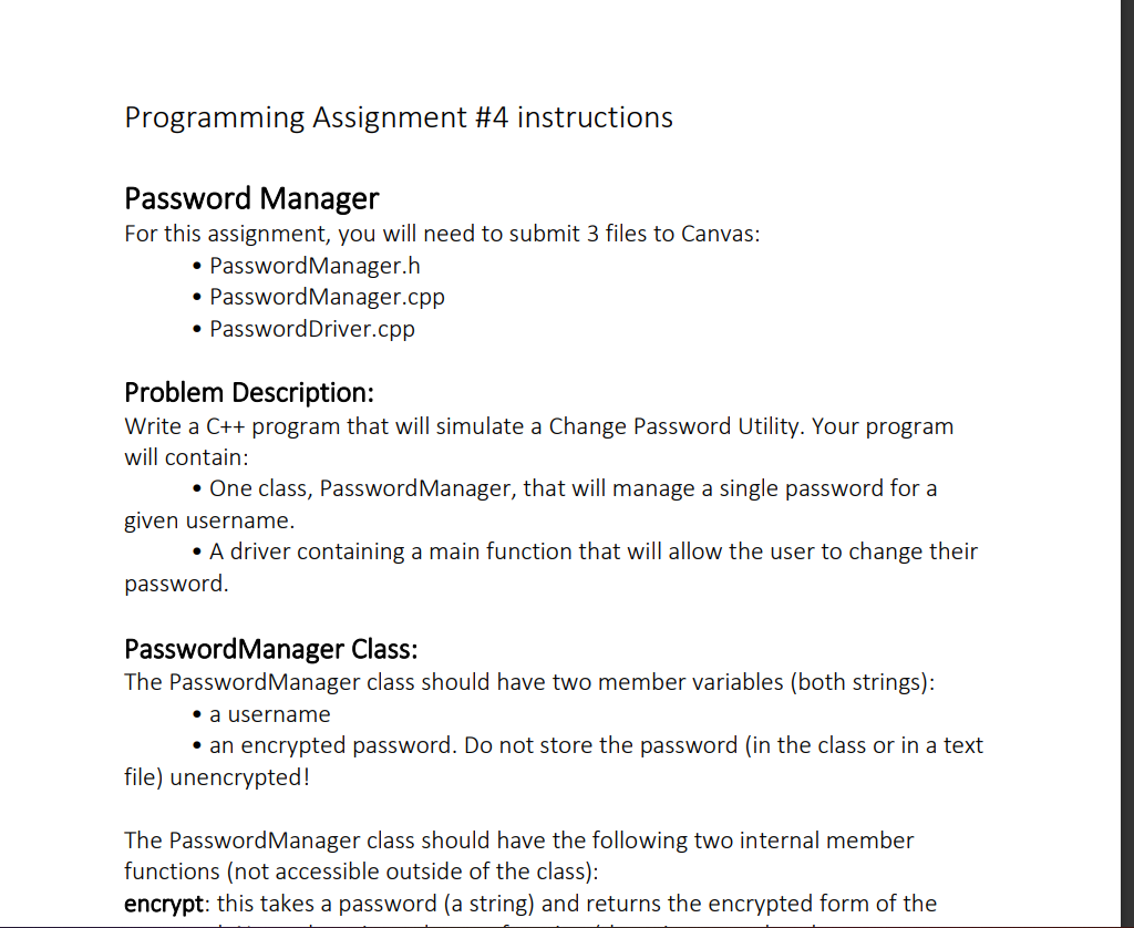 Solved Password Manager For this assignment, you will need | Chegg.com