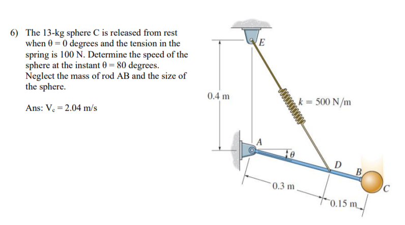 Solved E 6) The 13-kg sphere C is released from rest when 0 | Chegg.com