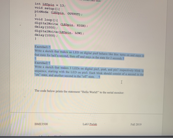Solved Tuurstu This Int Ledpin 13 Void Setup 