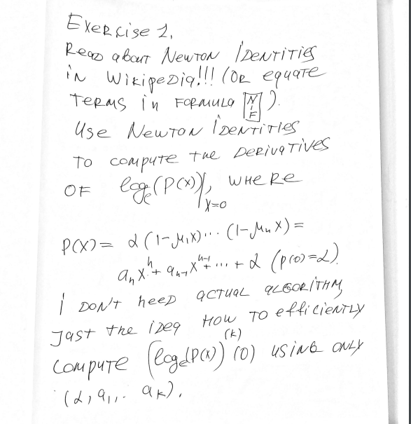 Exercise 2, Read about Newton IDentities in | Chegg.com