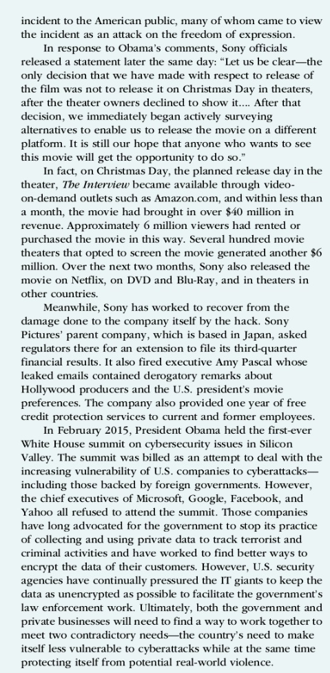 Solved Case Two Sony's Response to North Korea's Cyberattack | Chegg.com