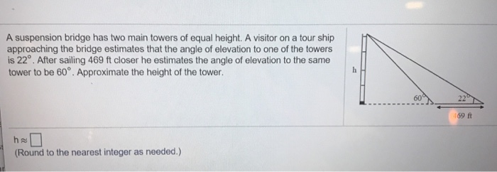 Solved A suspension bridge has two main towers of equal | Chegg.com