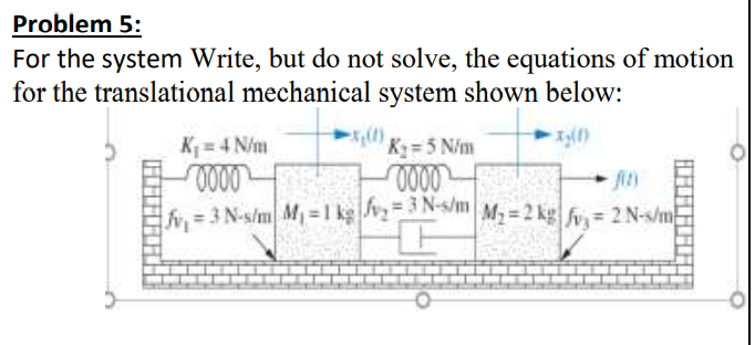 Solved Problem 5: For the system Write, but do not solve, | Chegg.com
