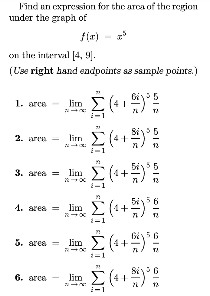 Solved n/ n Find an expression for the area of the region | Chegg.com