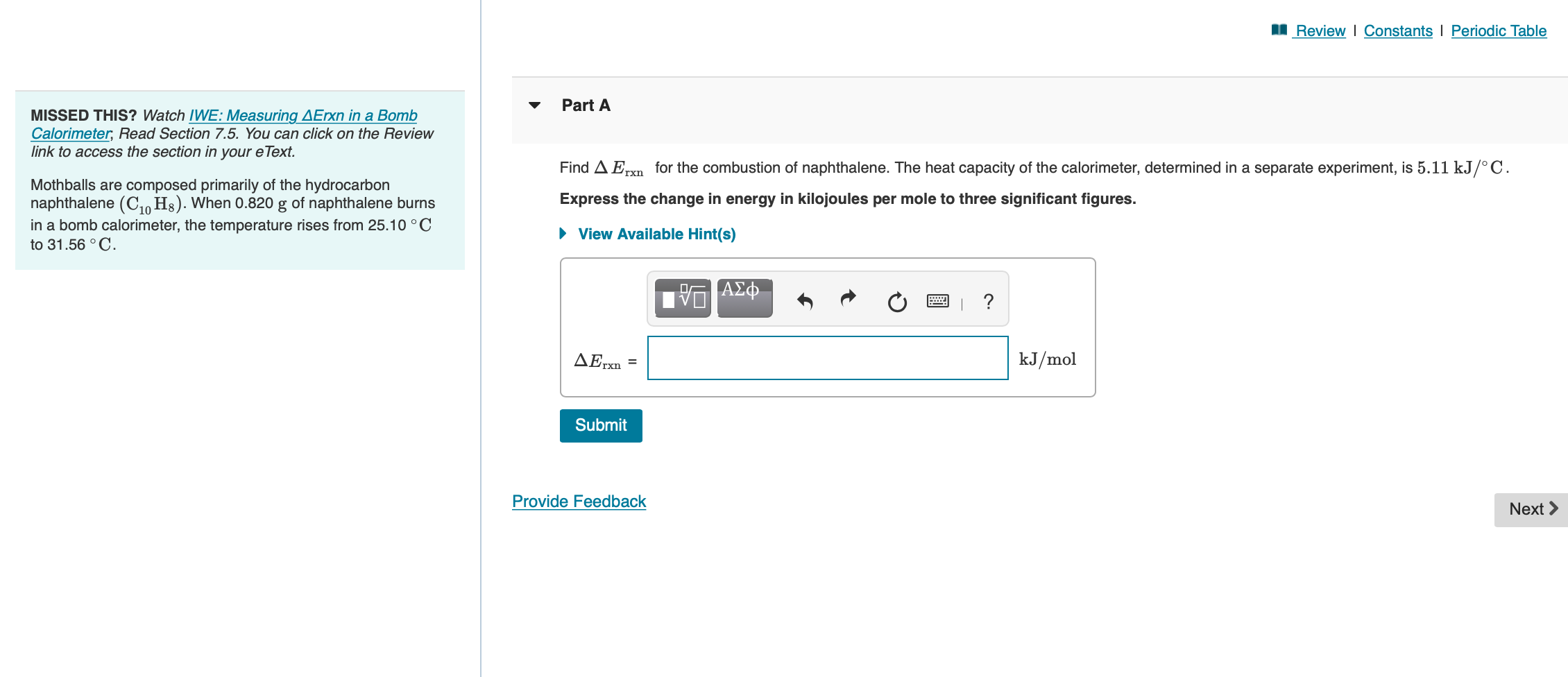 Solved n Review | Constants I Periodic Table MISSED THIS? | Chegg.com