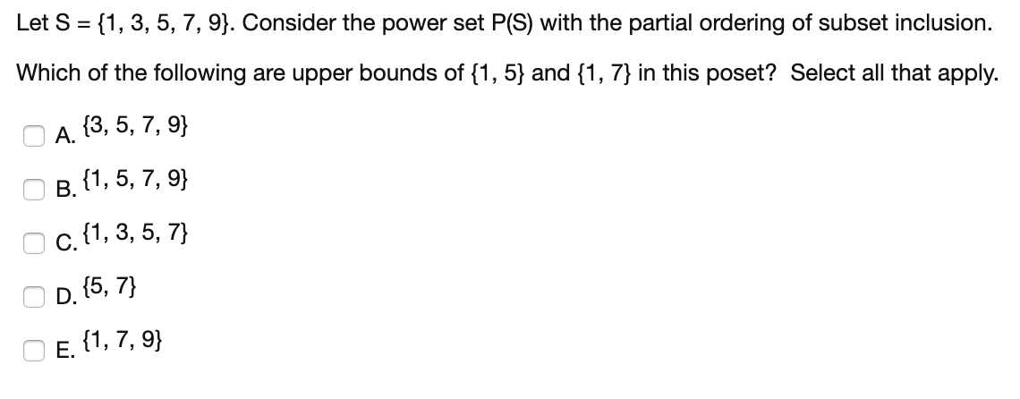 Solved Let S = {1, 3, 5, 7, 9}. Consider the power set P(S) | Chegg.com