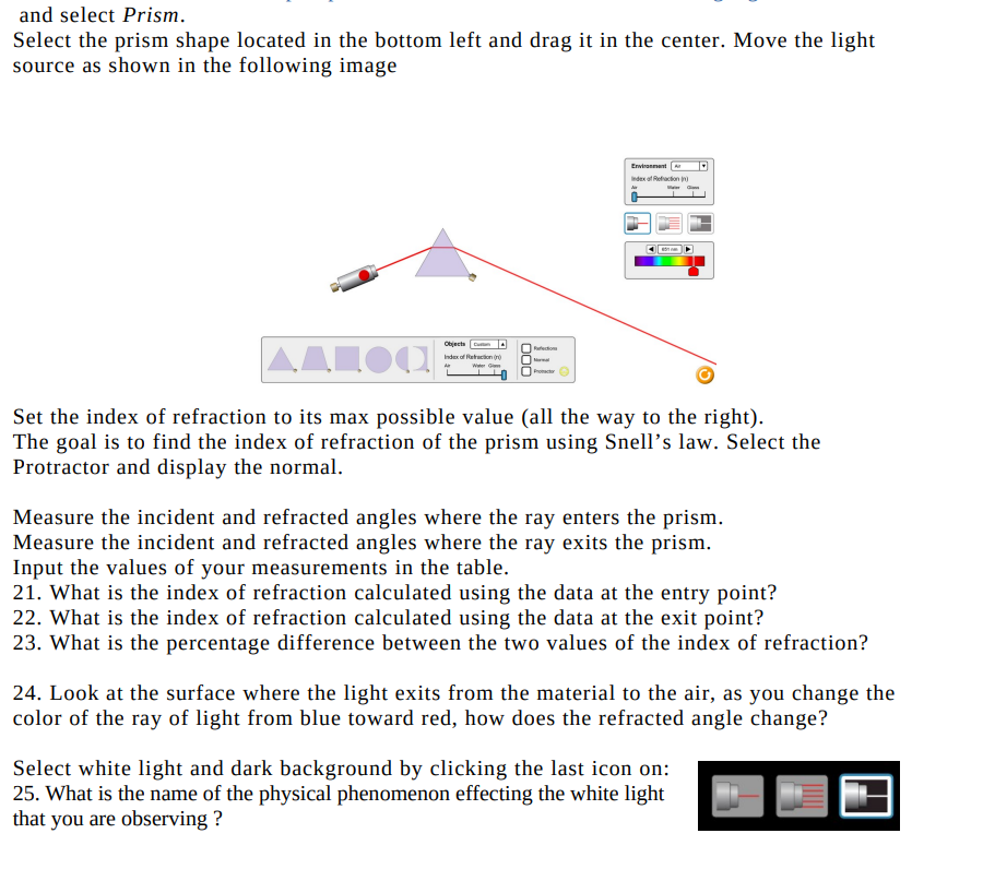 Solved Please search up Bending Light Phet on google to help | Chegg.com