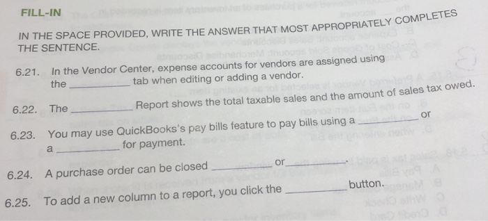 Solved FILL-IN IN THE SPACE PROVIDED, WRITE THE ANSWER THAT | Chegg.com