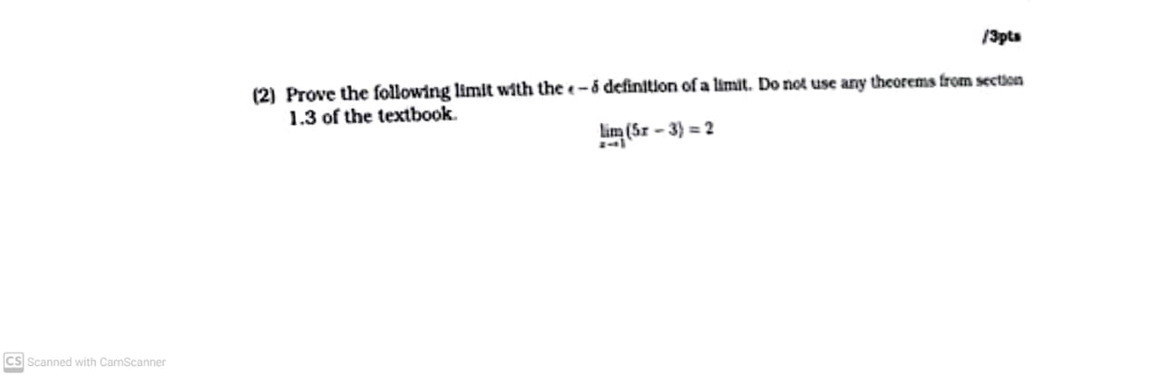 (2) Prove the following limit with the −δ definition | Chegg.com