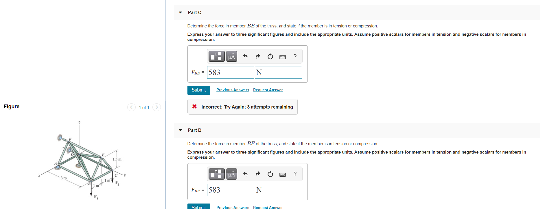 Solved F1 is 910N and F2 is 610N, can you read it now? | Chegg.com