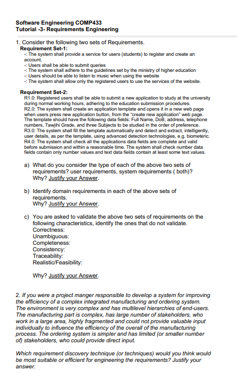 Solved Software Engineering COMP433 Tutorial -2- Software | Chegg.com