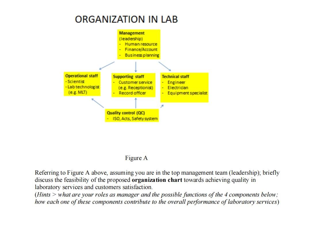 Solved ORGANIZATION IN LAB Management (leadership) • Human | Chegg.com