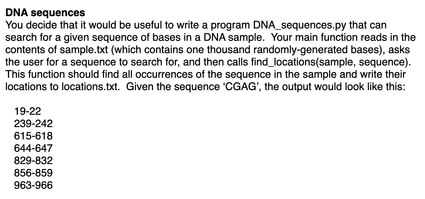 Solved DNA sequences You decide that it would be useful to | Chegg.com