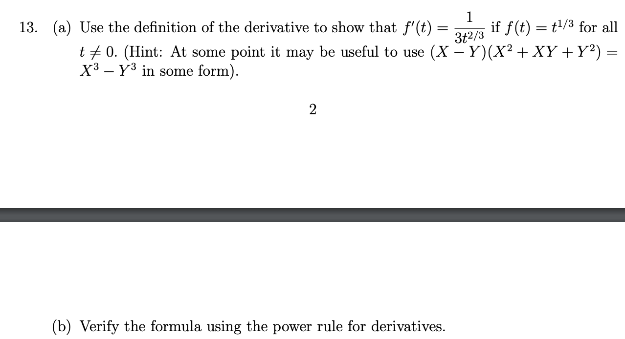 Solved = 1 13. (a) Use the definition of the derivative to | Chegg.com