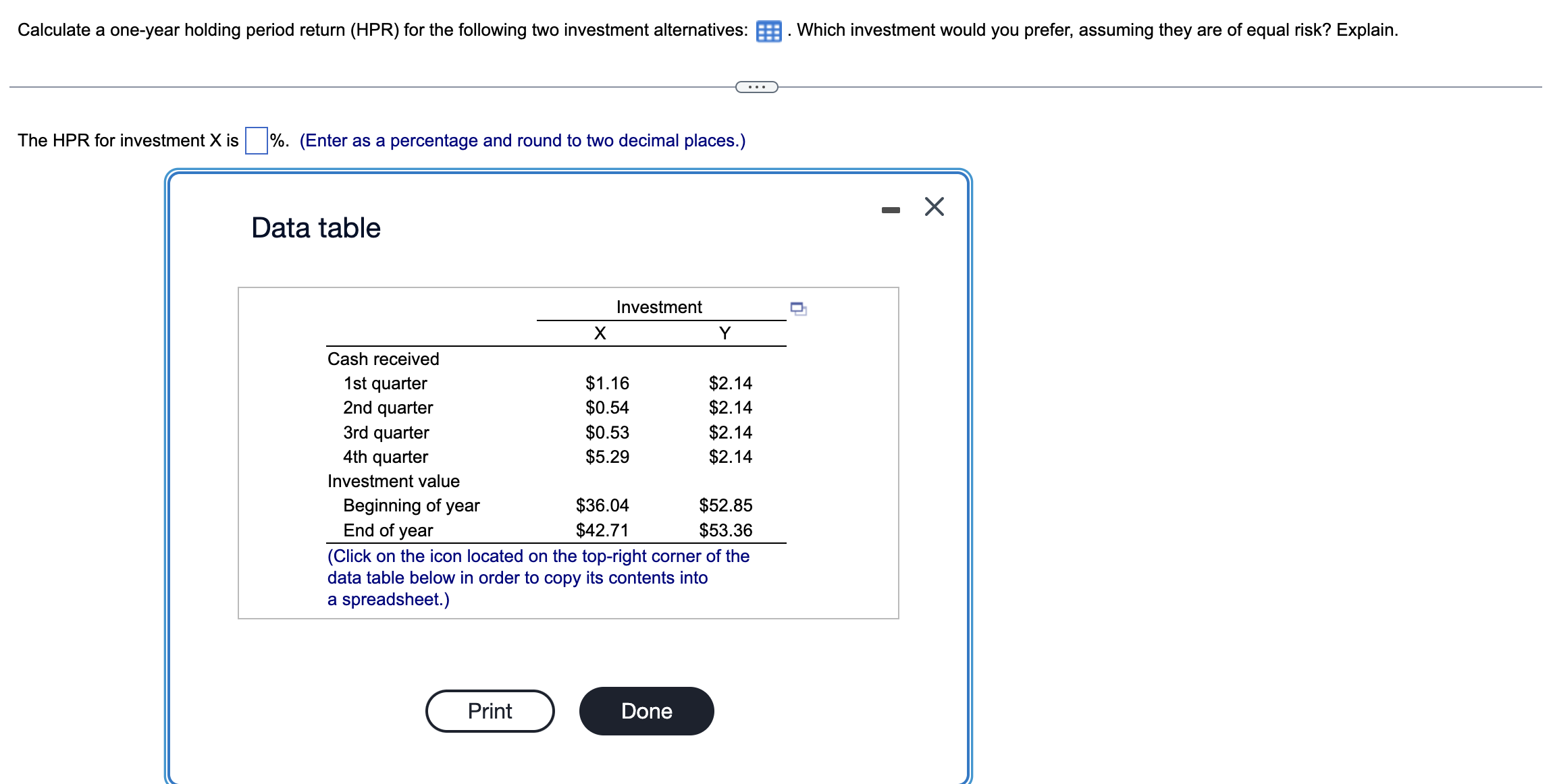 Solved Calculate a one-year holding period return (HPR) for | Chegg.com