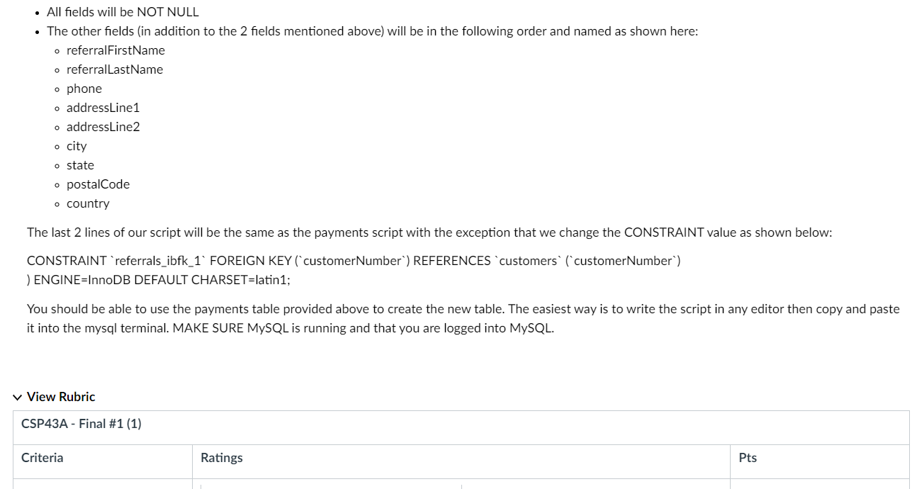 Solved Details We need to add a new table. We will use the | Chegg.com