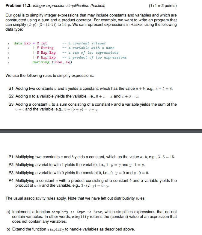 Solved Problem 11.3: integer expression simplification | Chegg.com