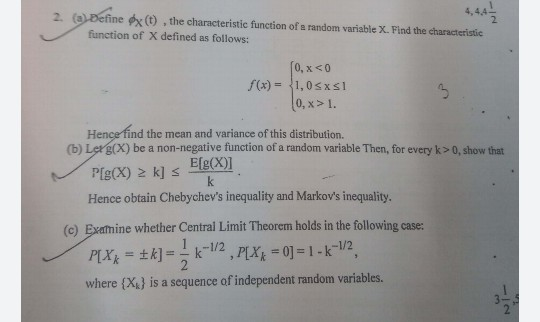 Solved 2. Define ext), the characteristic function of a | Chegg.com