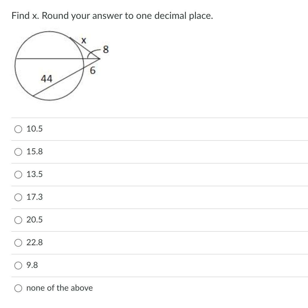 Solved Find x. Round your answer to one decimal place. 10.5 | Chegg.com