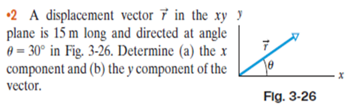 Solved 1 .2 A displacement vector ì in the xy y plane is 15 | Chegg.com