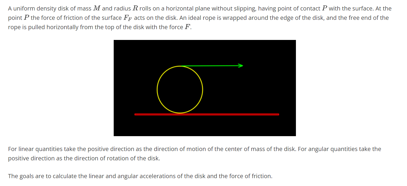 Solved A uniform density disk of mass M and radius R rolls | Chegg.com
