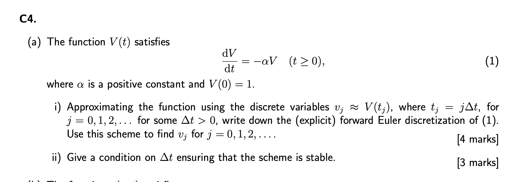 Solved (a) The function \\( V(t) \\) satisfies \\[ | Chegg.com