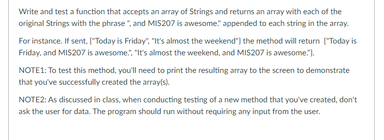 Solved Write and test a function that accepts an array of | Chegg.com