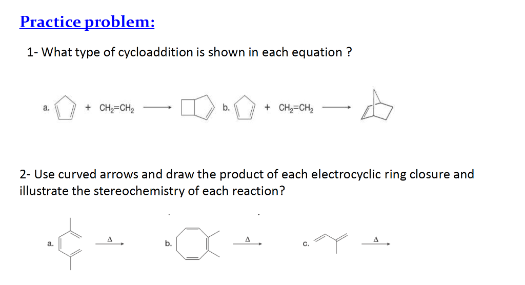 Solved 1-What type of cycloaddition is shown in each | Chegg.com