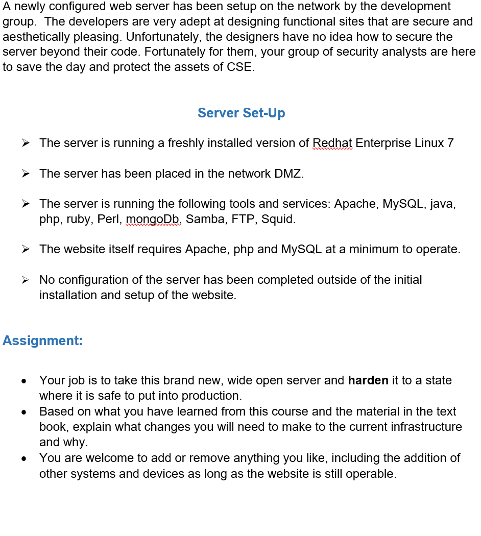 A newly configured web server has been setup on the | Chegg.com