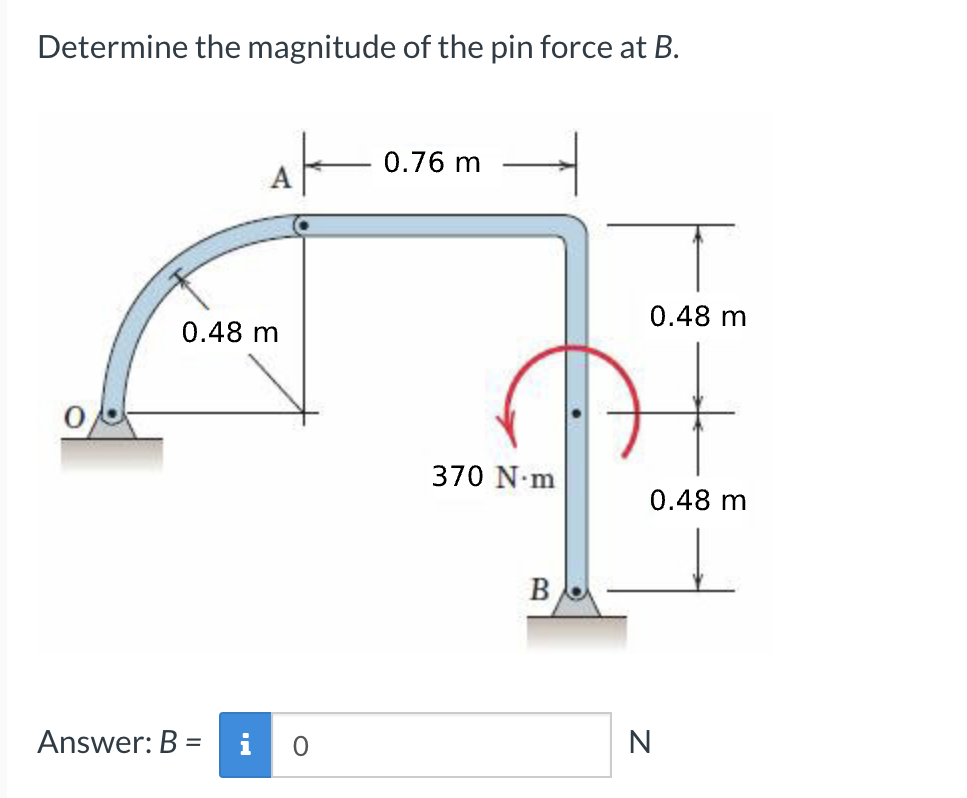 Solved Determine the magnitude of the pin force at B. | Chegg.com