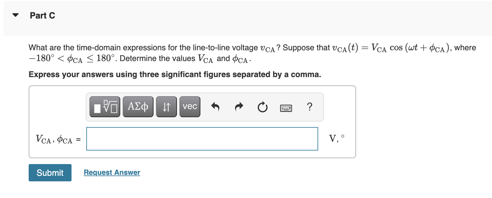 Solved The time-domain expressions for three line-to-neutral | Chegg.com