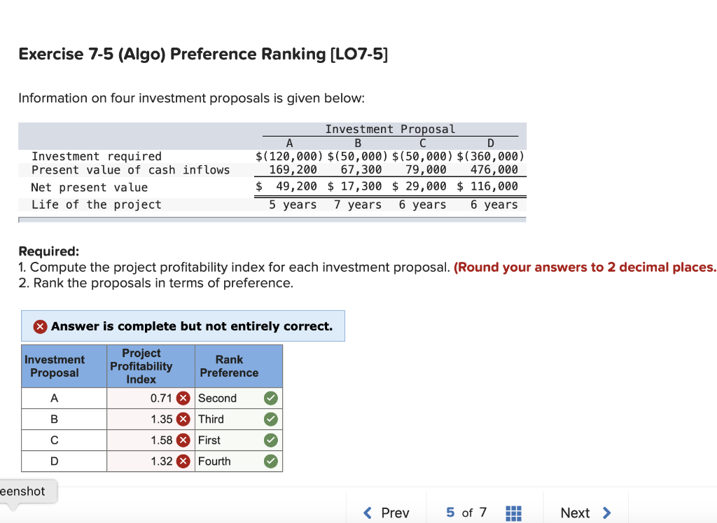 Solved Exercise 7-5 (Algo) Preference Ranking [LO7-5] | Chegg.com