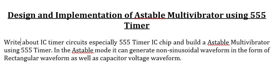 Solved Design and Implementation of Astable Multivibrator | Chegg.com