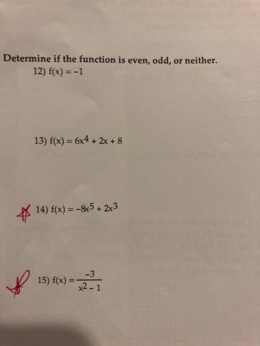 Solved Determine if the function is even, odd, or neither | Chegg.com