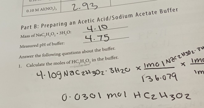 Solved Part B: Preparing an Acetic Acid/Sodium Acetate | Chegg.com