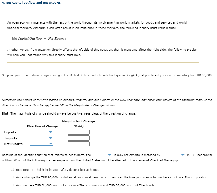 Solved 4. Net capital outflow and net exports An open | Chegg.com