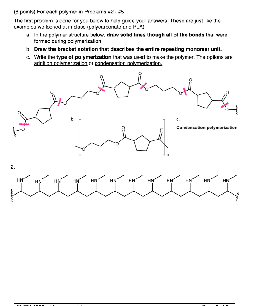 Solved (8 points) For each polymer in Problems #2 - #5 The | Chegg.com