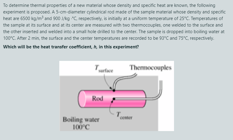 Solved To determine thermal properties of a new material | Chegg.com