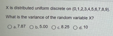 Solved X is distributed uniform discrete on | Chegg.com