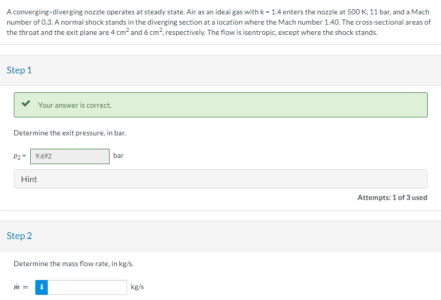 Solved A converging-diverging nozzle operates at steady | Chegg.com