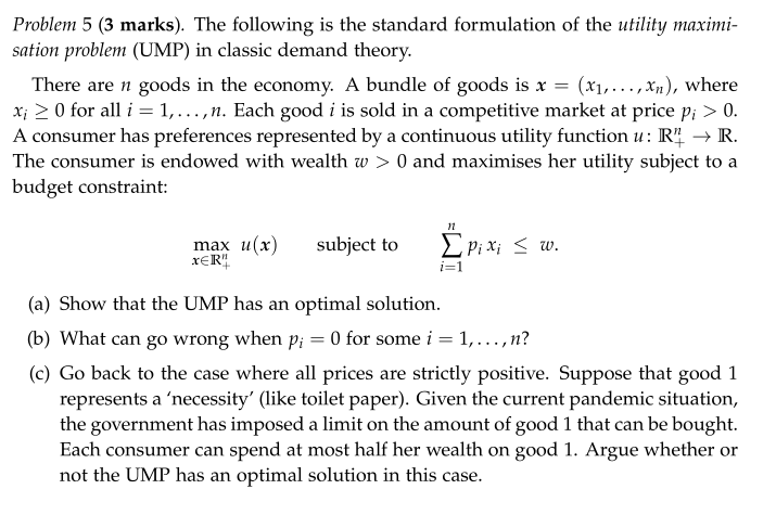 Solved Problem 5 (3 marks). The following is the standard | Chegg.com