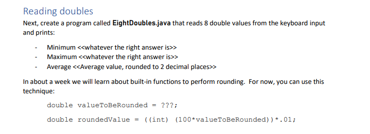 Solved Reading doubles Next, create a program called | Chegg.com