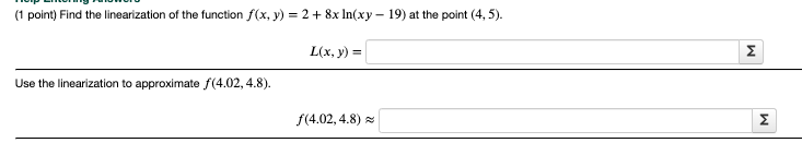 Solved 1 Point Find The Linearization Of The Function