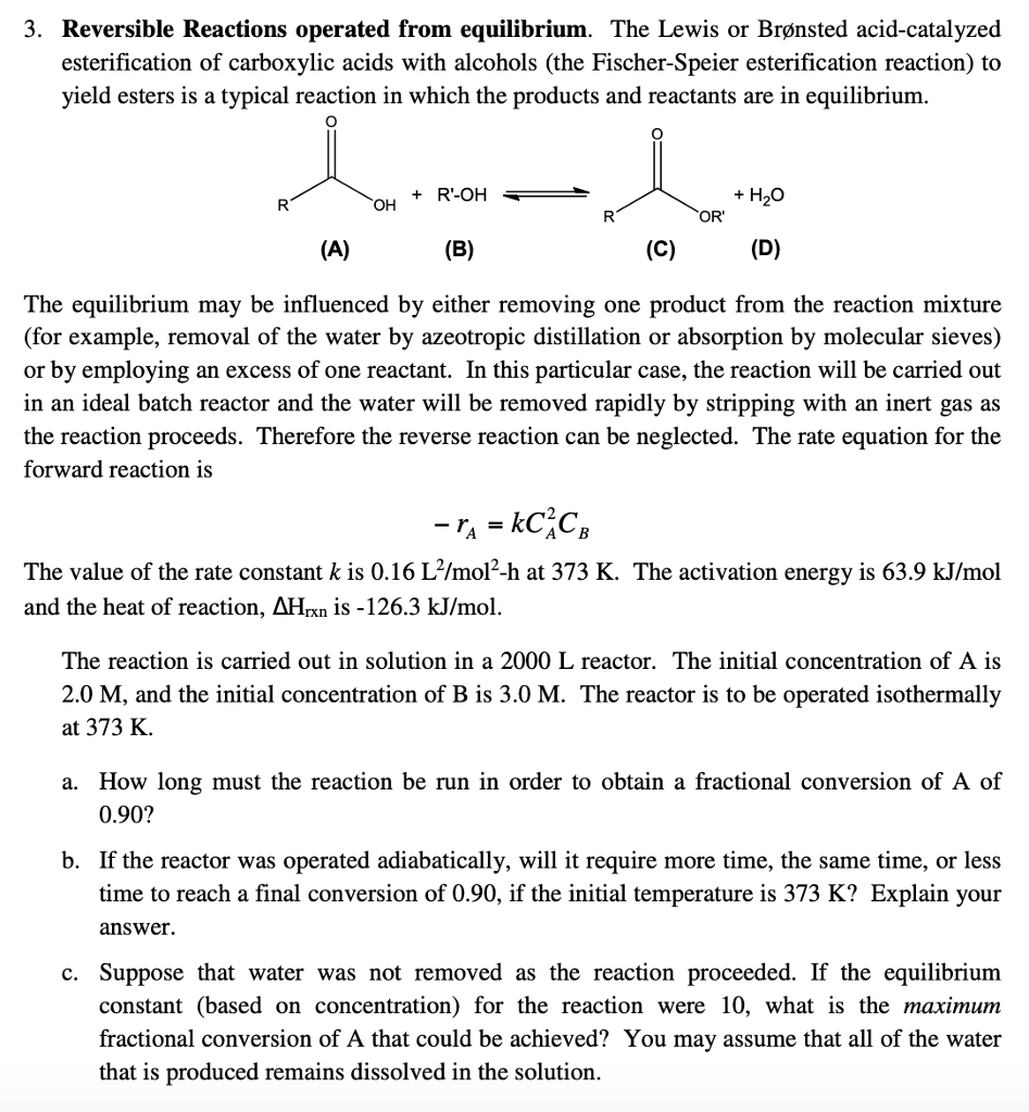 3. Reversible Reactions operated from equilibrium. | Chegg.com