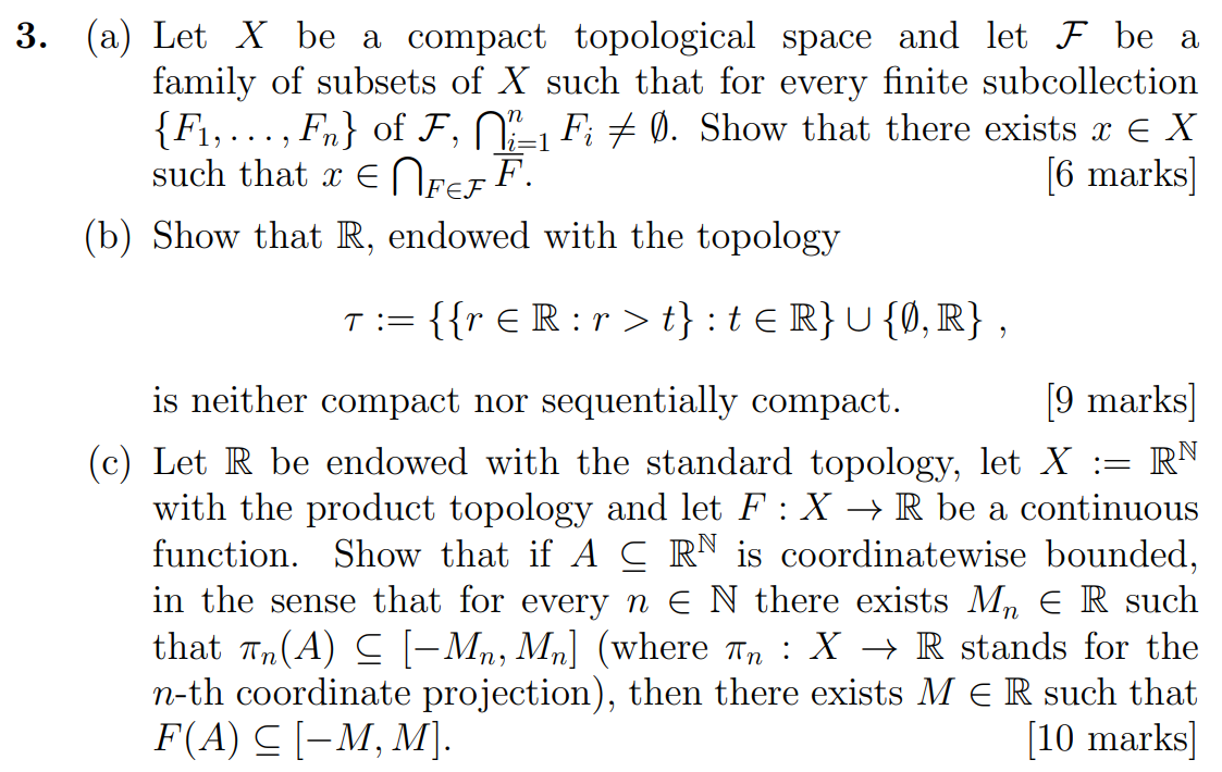 Solved (a) Let X be a compact topological space and let F be | Chegg.com