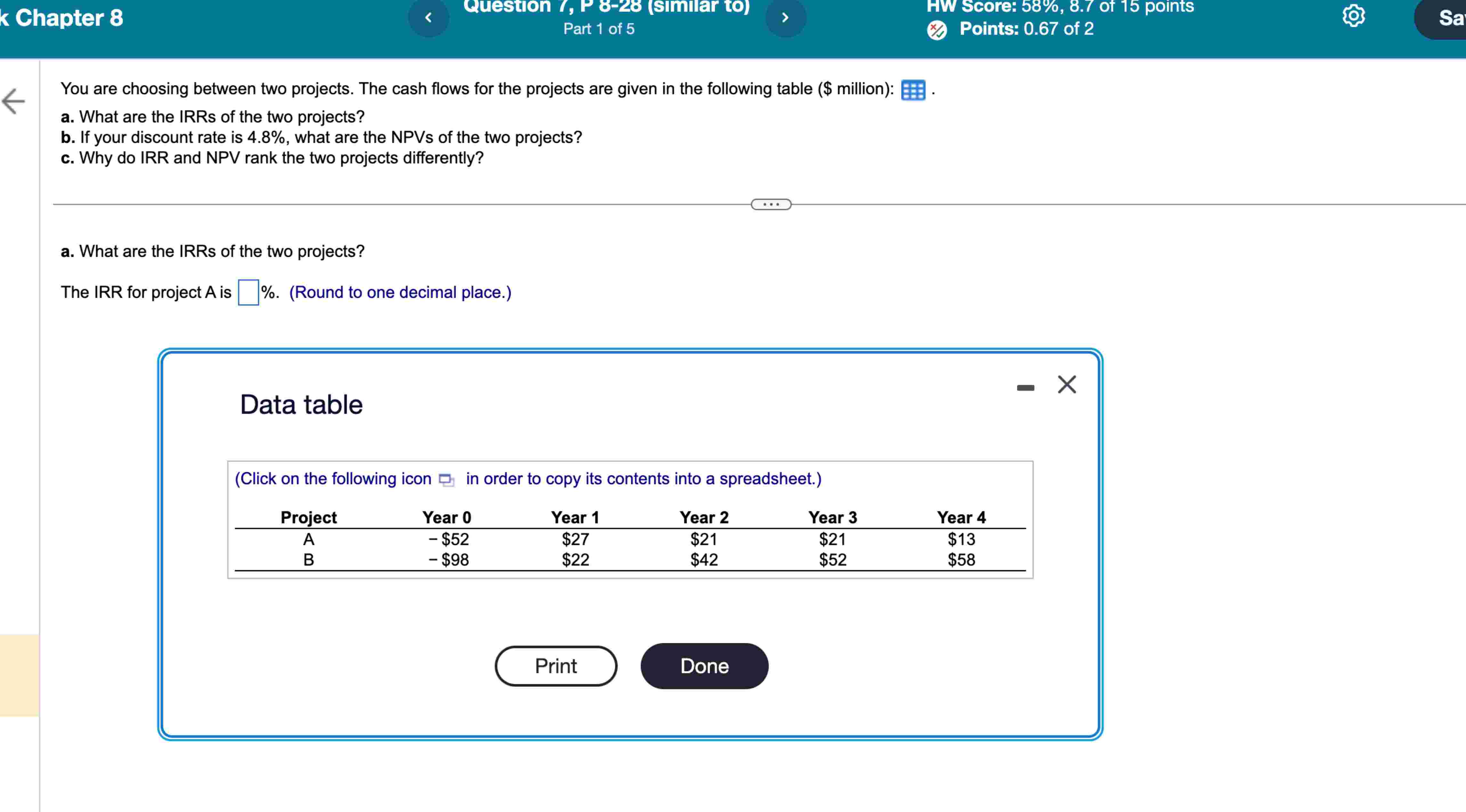 Solved You are choosing between two projects. The cash flows | Chegg.com
